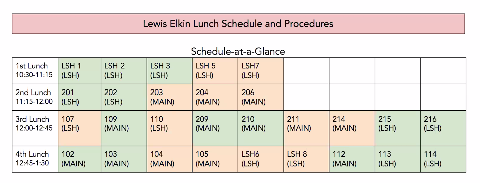Schedules – Lewis Elkin School